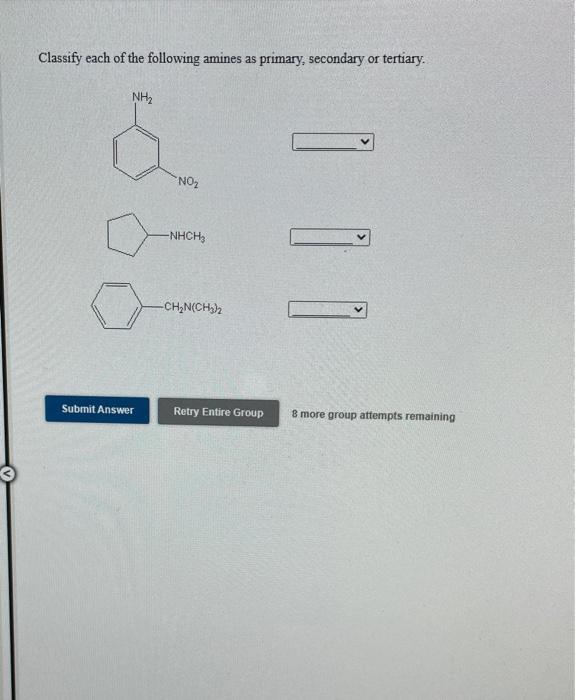 Solved Classify each of the following amines as primary, | Chegg.com