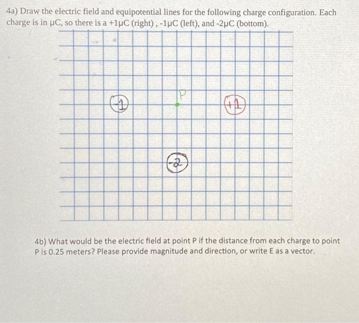 Solved 4a) Draw the electric field and equipotential lines | Chegg.com
