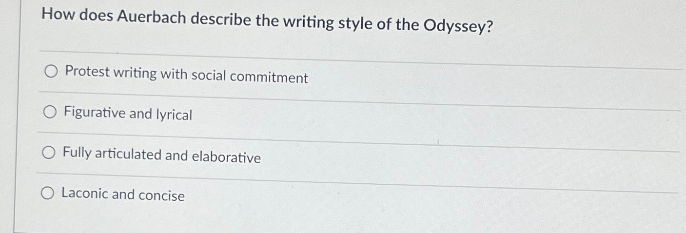 Solved How does Auerbach describe the writing style of the | Chegg.com