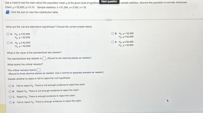 Solved "Use a btest to test the claim about the populabion | Chegg.com