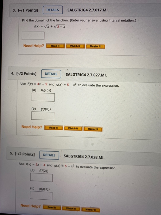 Solved 3. [-/1 Points] DETAILS SALGTRIG4 2.7.017.MI. Find | Chegg.com