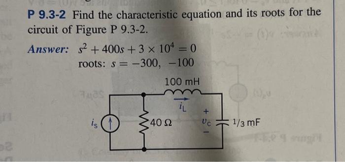 Solved 52 n P 9.3-2 Find the characteristic equation and its | Chegg.com