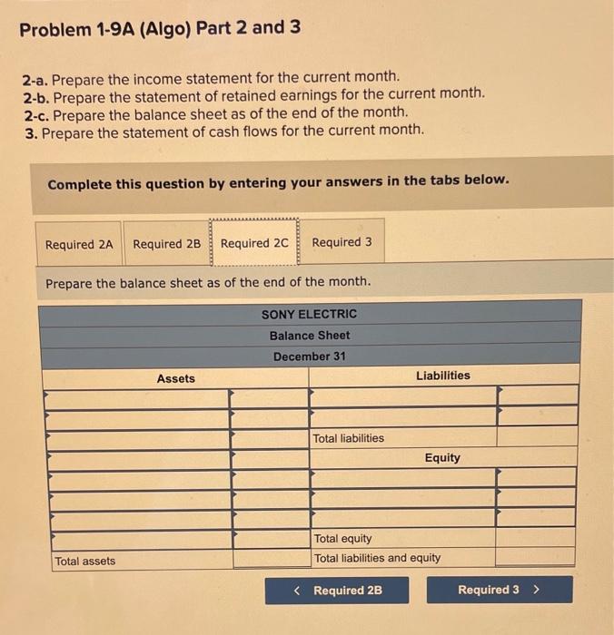 Solved Problem 1-9A (Algo) Analyzing transactions and | Chegg.com