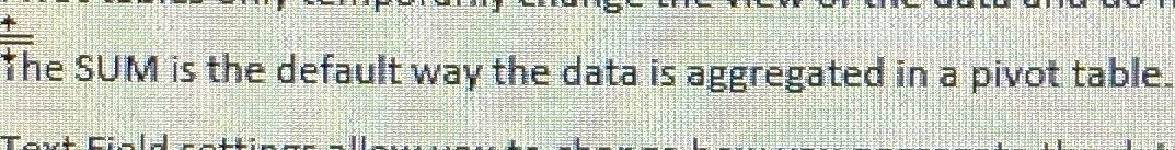 Solved The SUM is the default way the data is aggregated in | Chegg.com