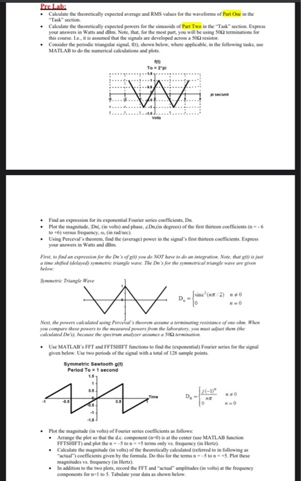 Pre Labs Calculate the theoretically expected average | Chegg.com