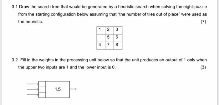 Solved 3.1 Draw the search tree that would be generated by a | Chegg.com