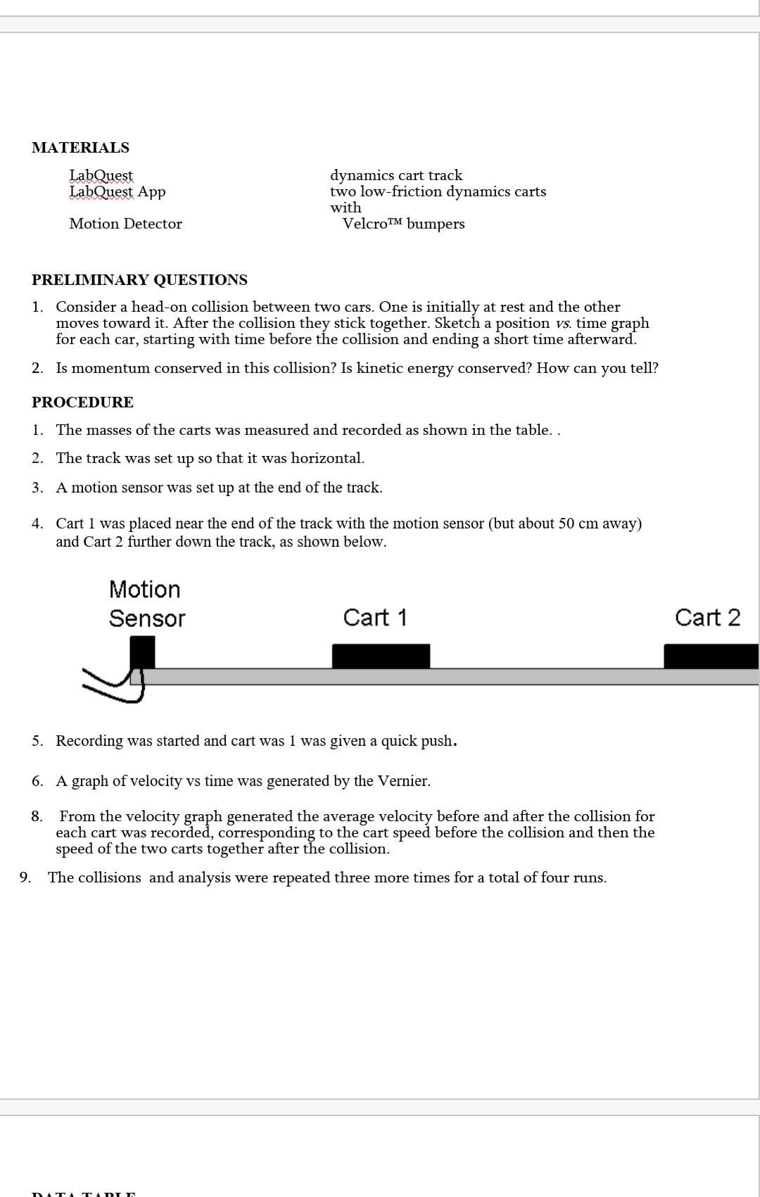 Solved Lab 4 Momentum, Energy and Collisions AIM • Observe | Chegg.com