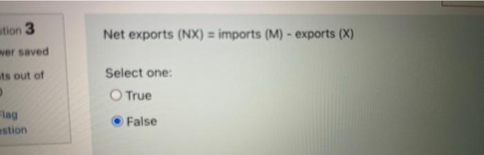 Solved stion 3 Net exports (NX) = imports (M) - exports (X) | Chegg.com