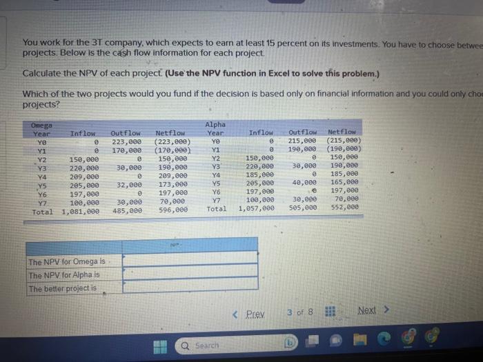 Solved You work for the 3T company, which expects to earn at | Chegg.com