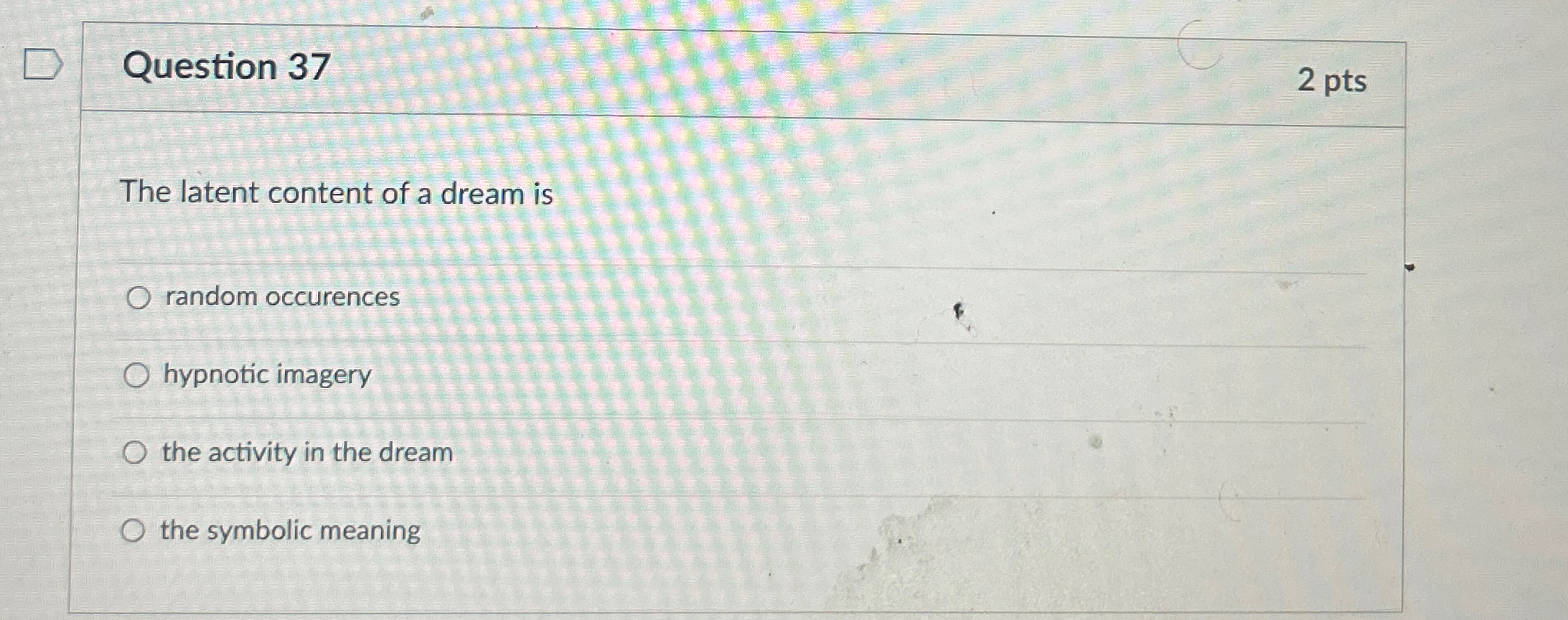 Solved Question 372 ﻿ptsThe latent content of a dream | Chegg.com