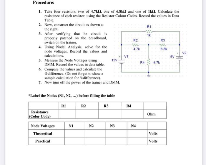Solved R1 1k R2 R3 4.7k 6.8k V2 V1 5V 12V R4 4.7k | Chegg.com