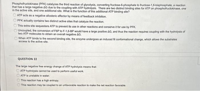 Solved Phosphofructokinase (PFK) catalyzes the third | Chegg.com