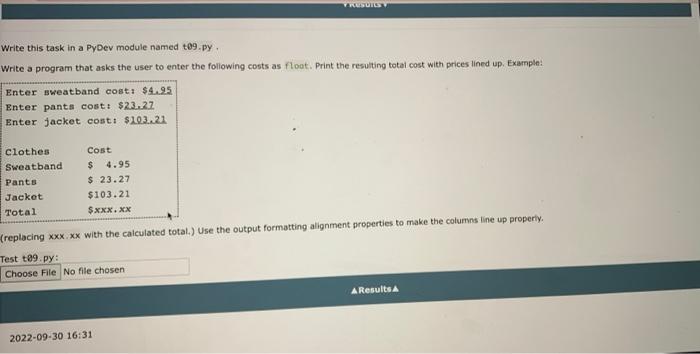 Solved Write This Task In A Pydev Module Named T09py Write 2621