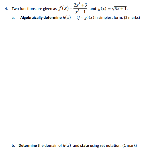 Solved Two functions are given as f(x)=2x4+3x2-1 ﻿and | Chegg.com