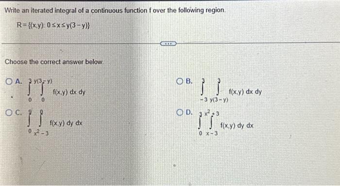 Solved Write an iterated integral of a continuous function f | Chegg.com