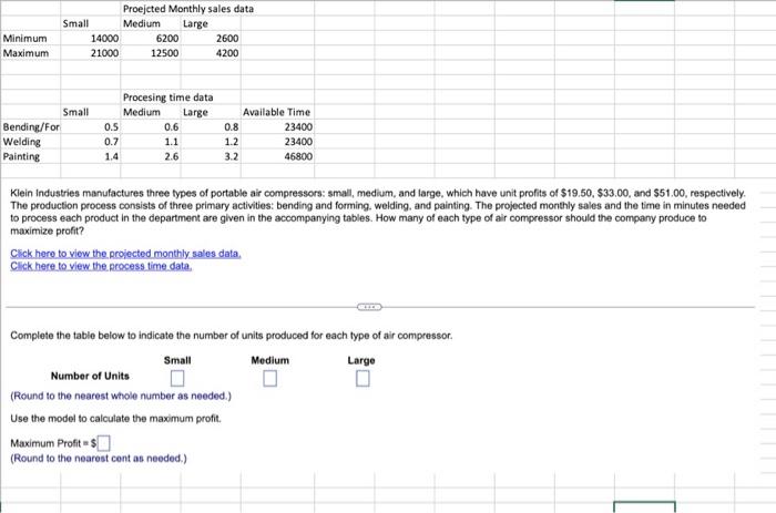 Solved Klein Industries manufactures three fypes of portable | Chegg.com