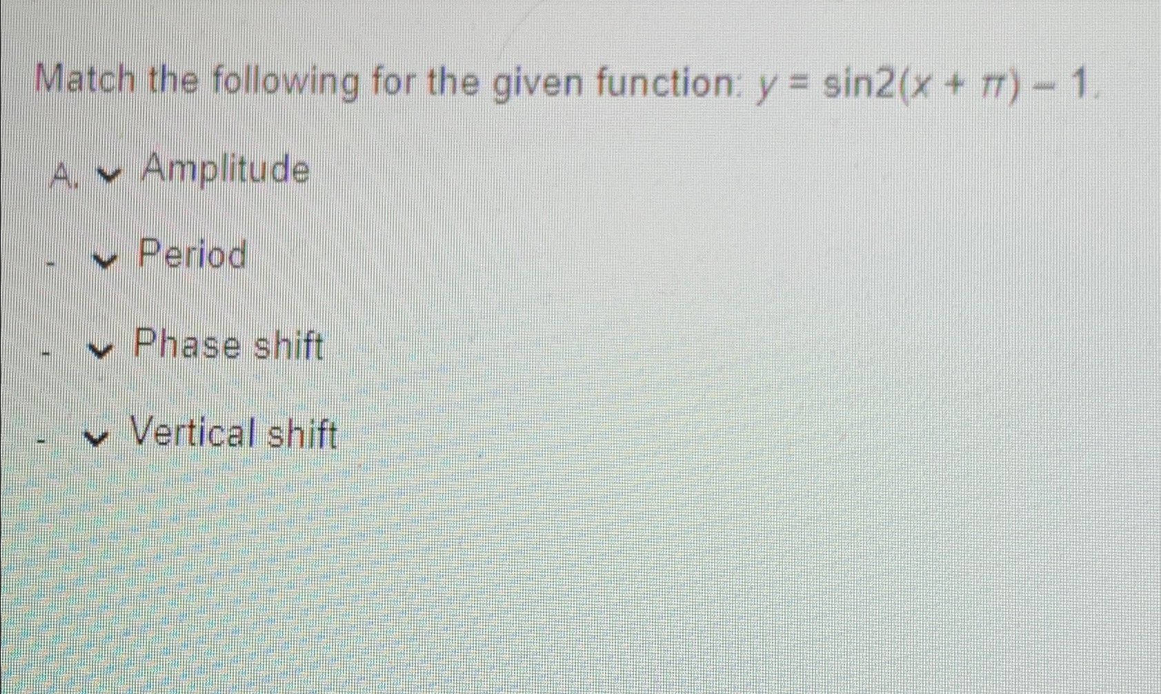 Solved Match the following for the given function: | Chegg.com