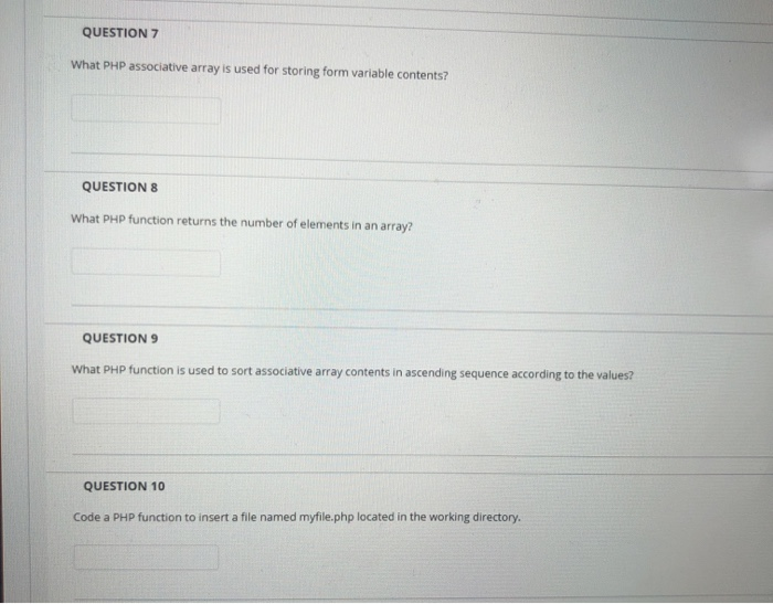 Solved Question 7 What Php Associative Array Is Used For 