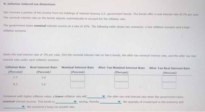 Solved 8. Inflation-induced tax distortions Van receives a | Chegg.com