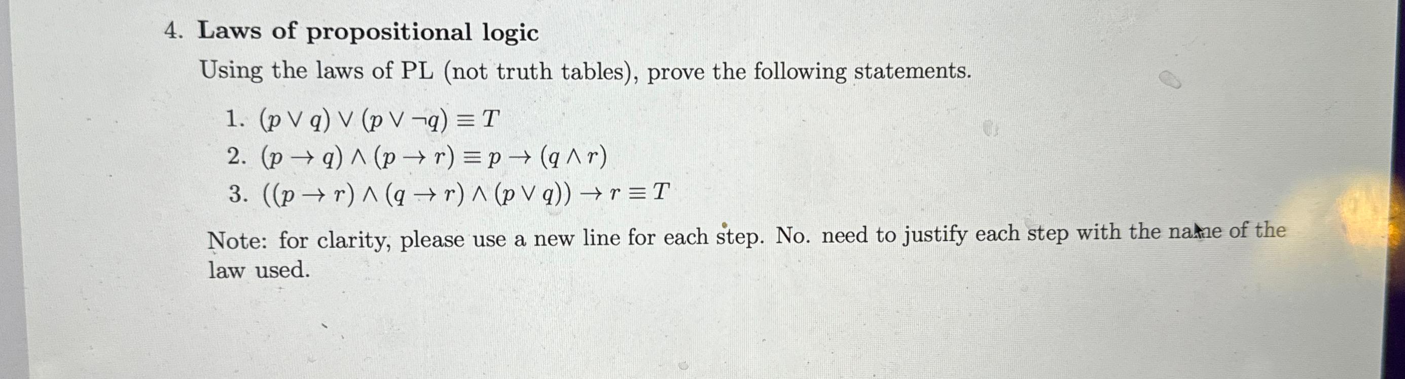 Solved Laws of propositional logicUsing the laws of PL (not | Chegg.com