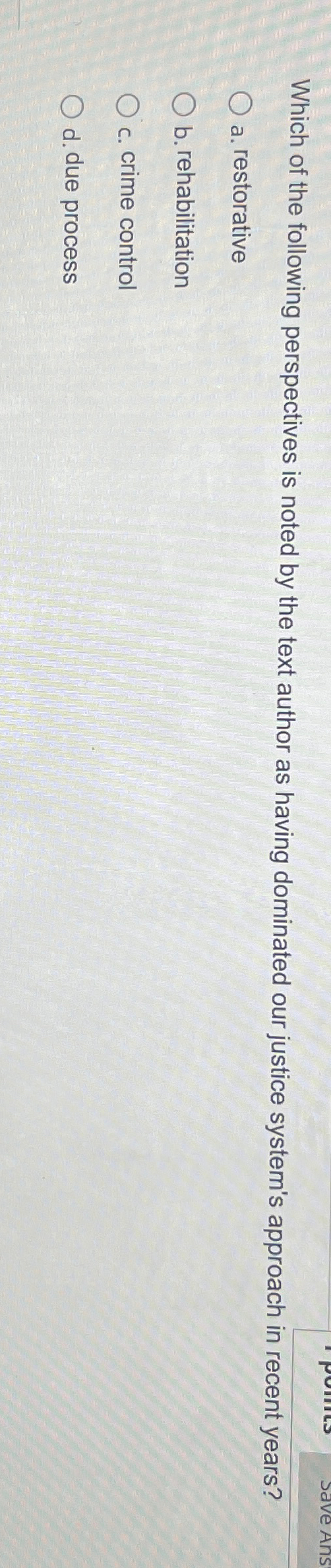 Solved Which of the following perspectives is noted by the | Chegg.com