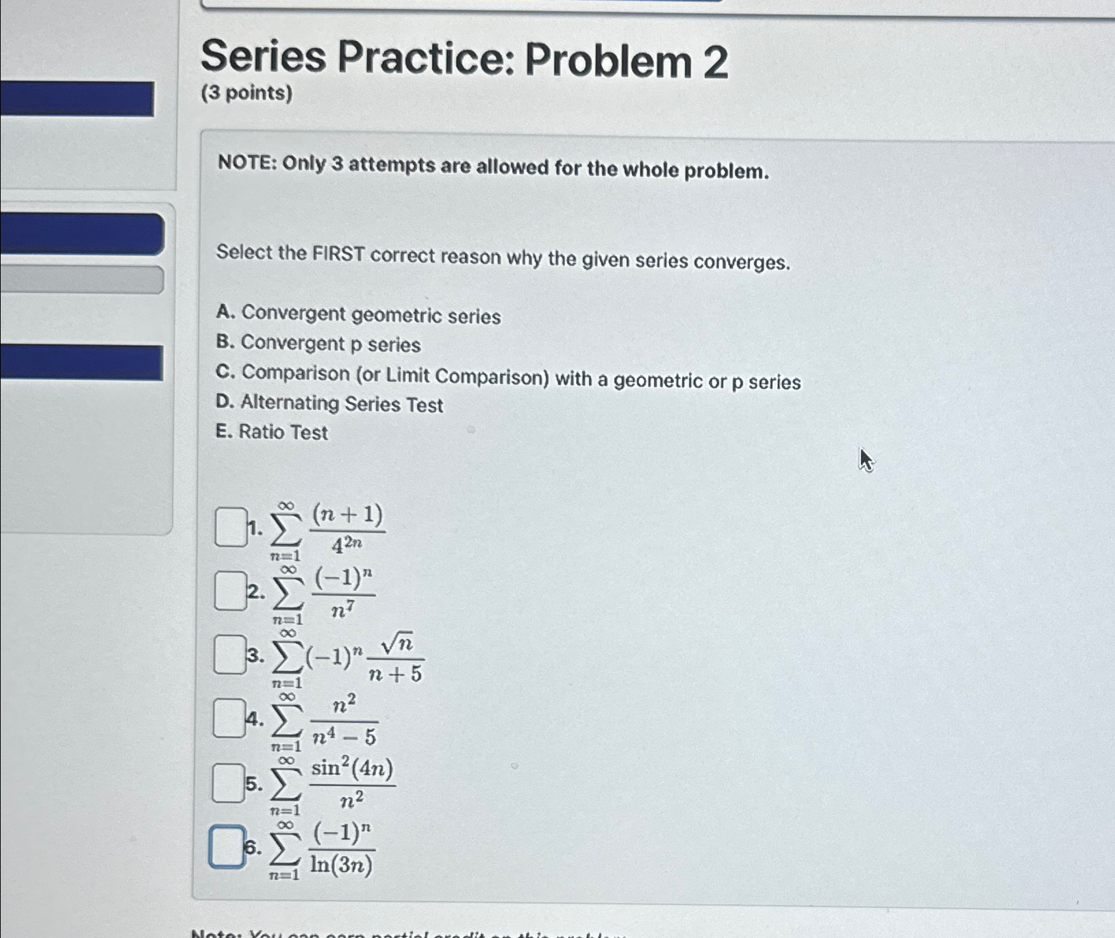 Solved Series Practice: Problem 2(3 ﻿points)NOTE: Only 3 | Chegg.com