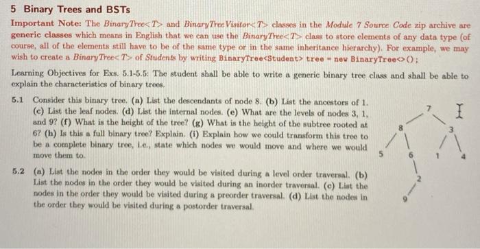 Solved 5 Binary Trees And Bsts Important Note The Binary 7002