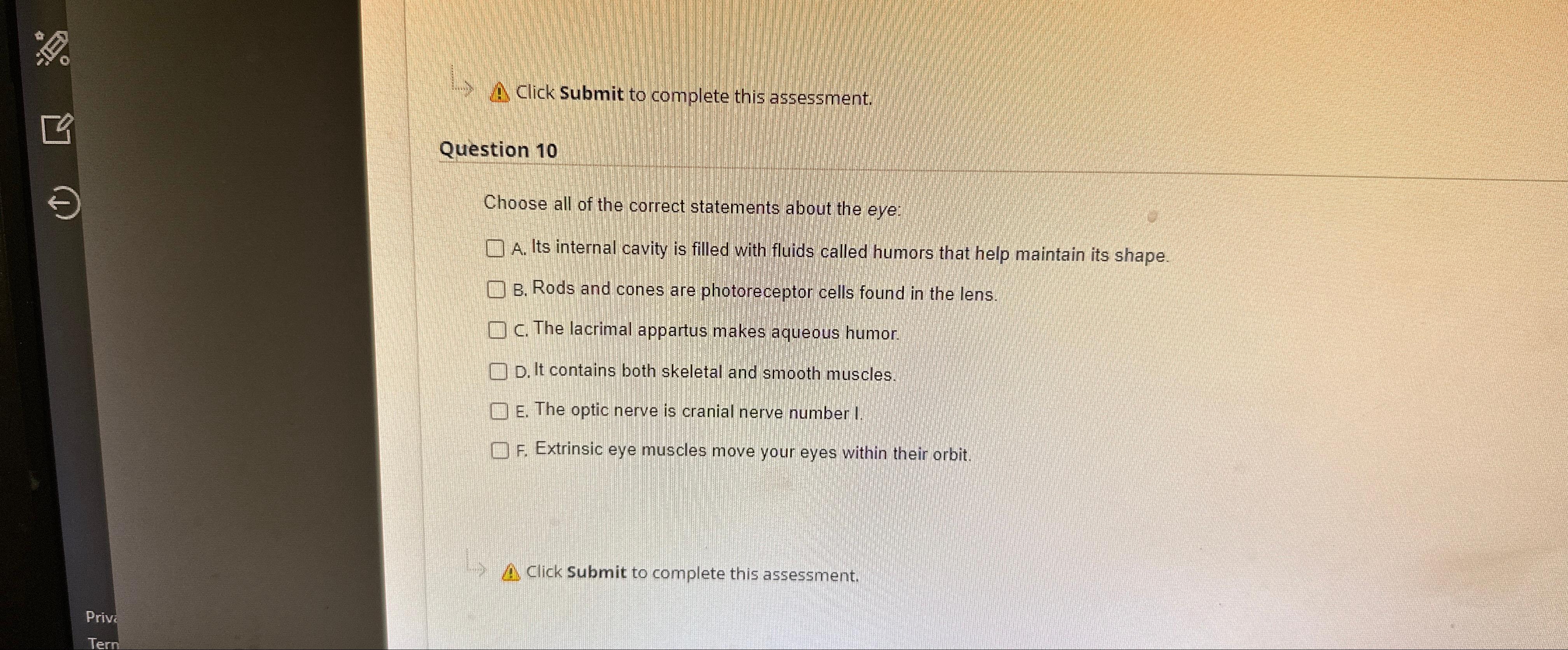 Solved Click Submit to complete this assessment.Question | Chegg.com