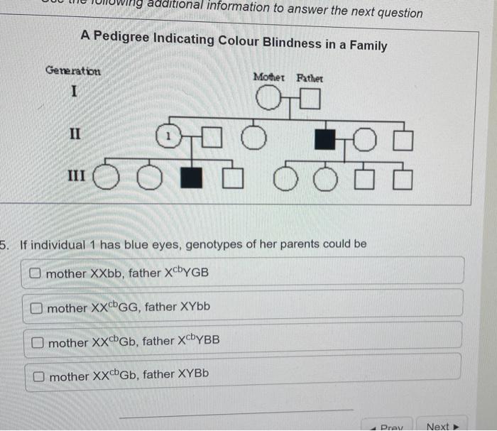 Solved A Pedigree Indicating Colour Blindness in a Family If | Chegg.com