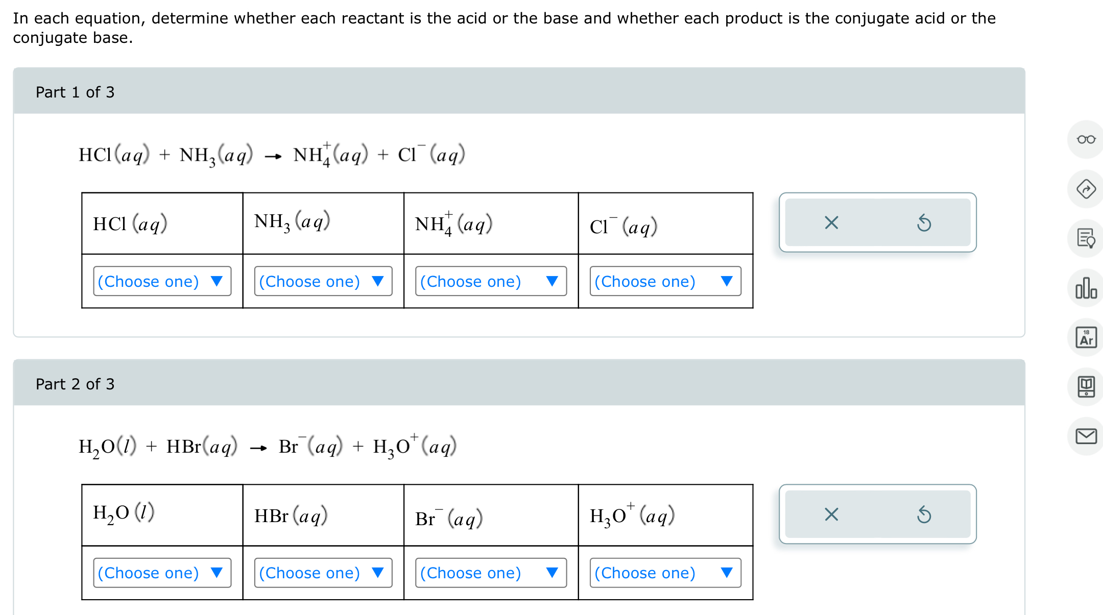 Solved In each equation, determine whether each reactant is | Chegg.com