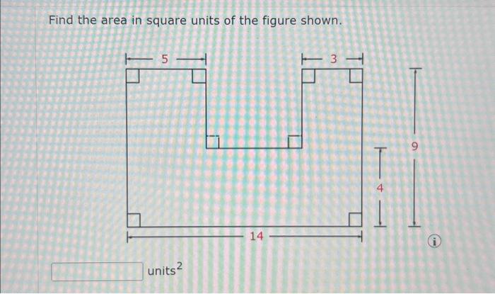 Solved Find the area in square units of the figure shown. | Chegg.com