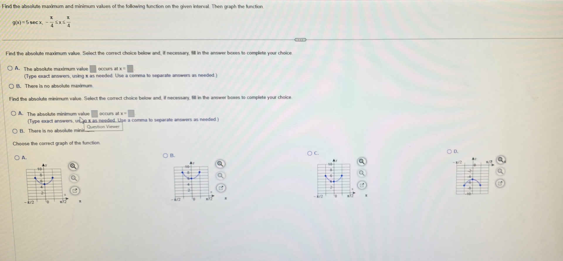 Solved Find The Absolute Maximum And Minimum Values Of The