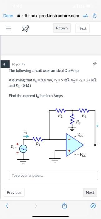 Solved 20 points The following circuit uses an ideal Op-Amp. | Chegg.com