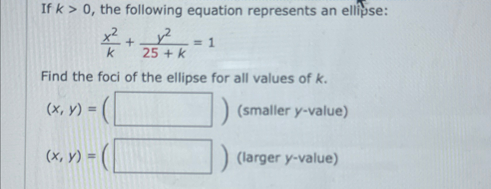 Solved If k>0, ﻿the following equation represents an | Chegg.com