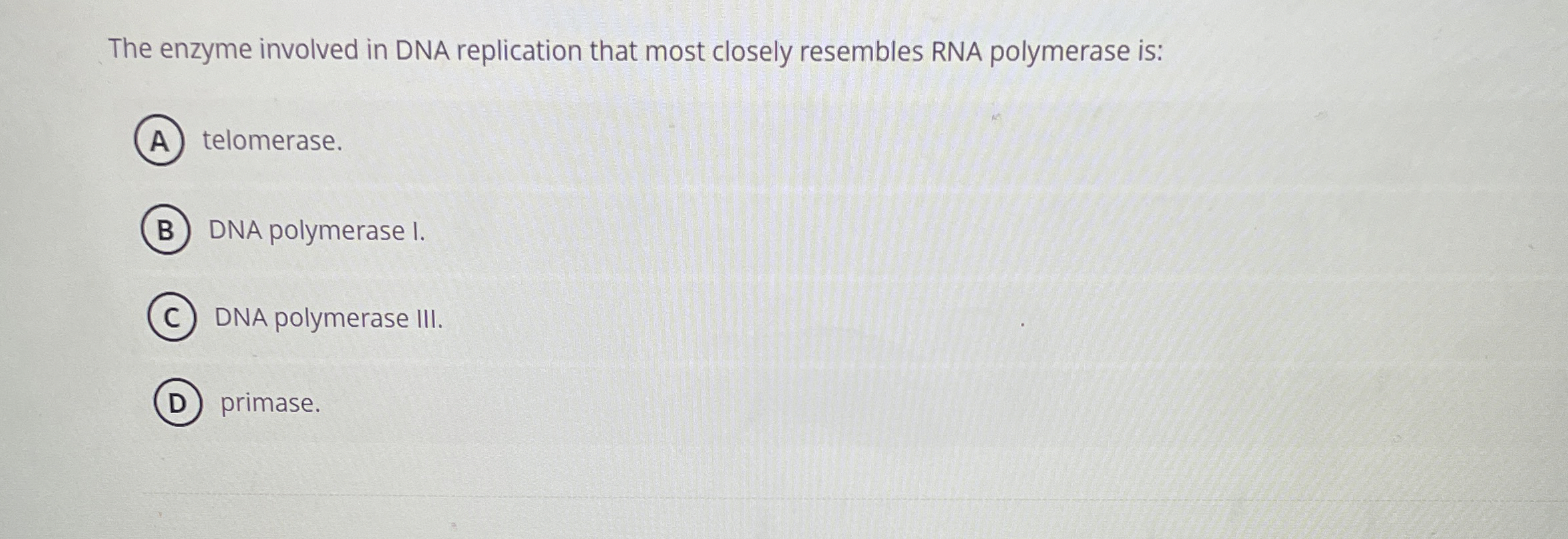 Solved The enzyme involved in DNA replication that most | Chegg.com