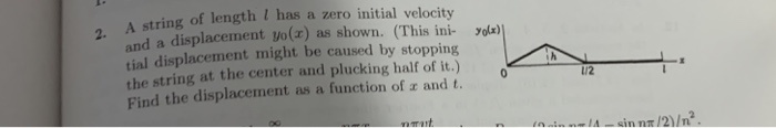 Solved yox) A string of length has a zero initial velocity | Chegg.com
