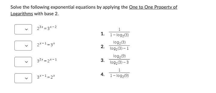 Solved Solve the following exponential equations by applying | Chegg.com