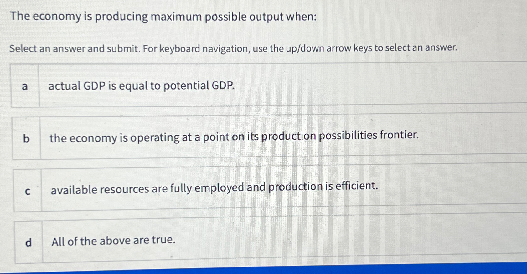 Solved The economy is producing maximum possible output | Chegg.com