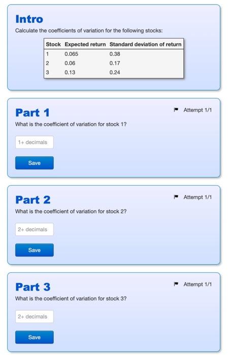 Solved Calculate the coefficients of variation for the | Chegg.com