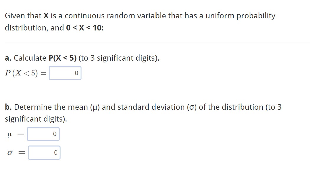 Solved b. ﻿Determine the mean (μ) ﻿and standard deviation | Chegg.com