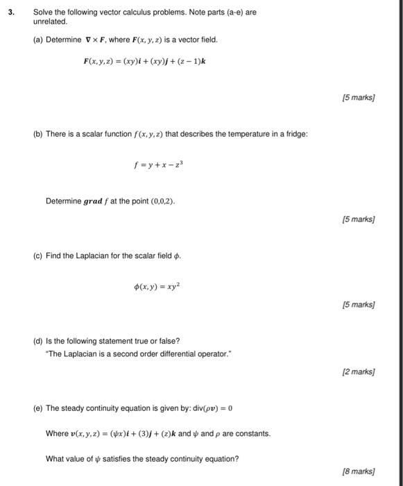 Solved Solve the following vector calculus problems. Note | Chegg.com