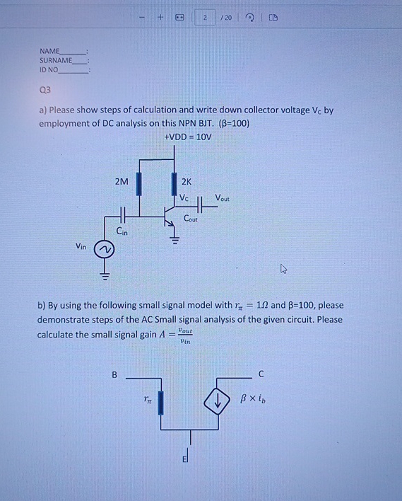 Solved NAME q, ﻿:SURNAME q, ﻿:ID NC Q3a) ﻿Please show steps | Chegg.com