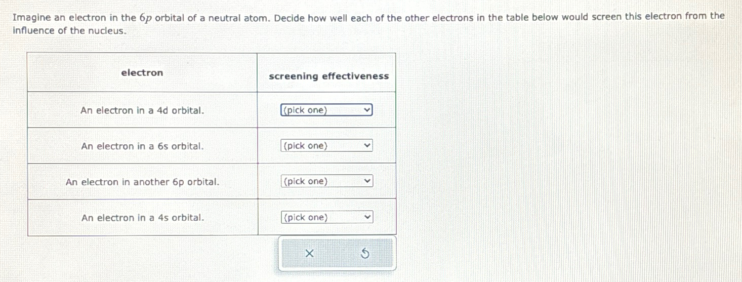 Solved Imagine an electron in the 6p ﻿orbital of a neutral | Chegg.com