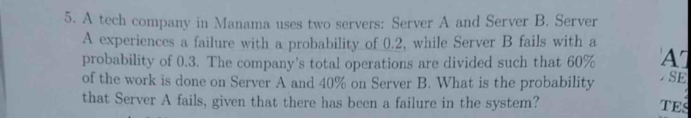 Solved 5. ﻿A tech company in Manama uses two servers: Server | Chegg.com