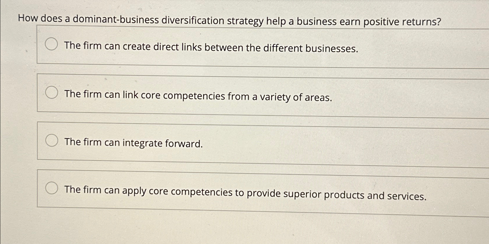 Solved How does a dominant-business diversification strategy | Chegg.com Solved How does a dominant-business diversification strategy | Chegg.com