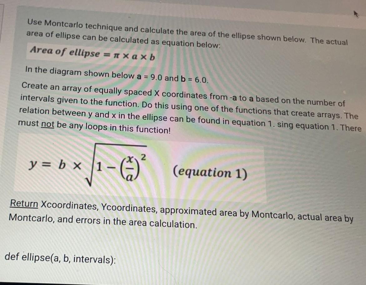 Solved Use Montcarlo technique and calculate the area of the | Chegg.com