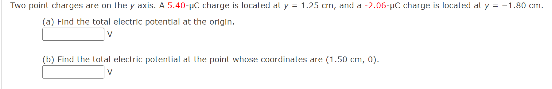 Solved Two point charges are on the y ﻿axis. A 5.40-μC | Chegg.com