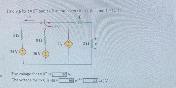 Solved Find v(t) for t=0−and t>0 in the given circuit. | Chegg.com