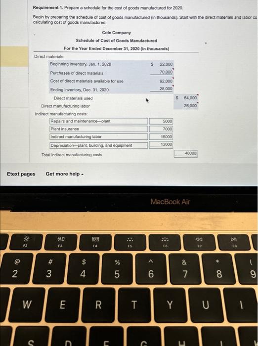 Solved Requirement 1. Prepare a schedule for the cost of | Chegg.com