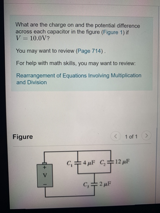 Solved What are the charge on and the potential difference | Chegg.com